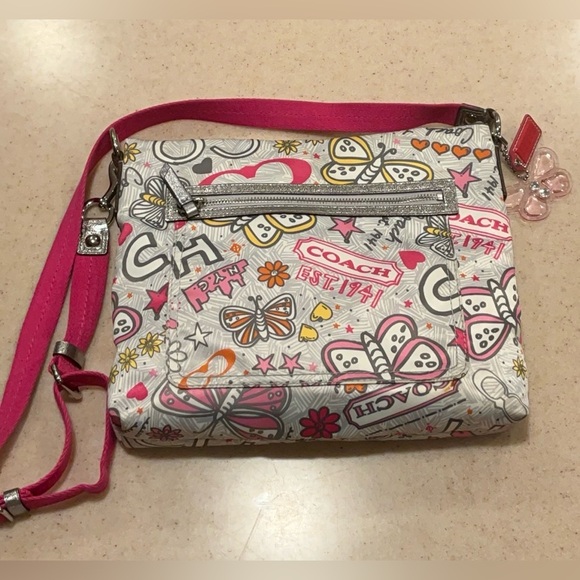 Coach | Bags | Cute Butterfly Coach Gray And Pink | Poshmark